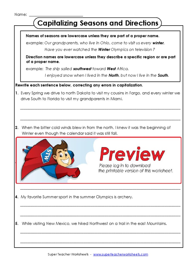 Capitalization Rules for Seasons & Directions | PDF | Weather | Leisure