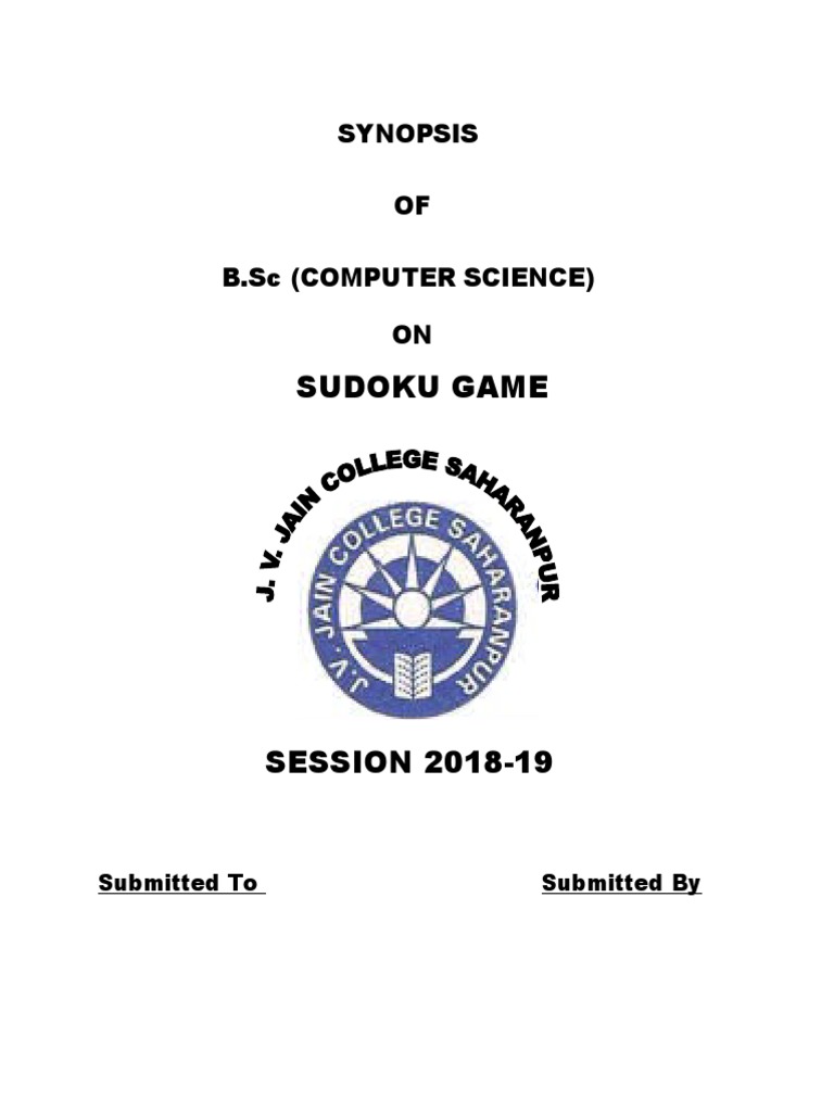 SYNOPSIS For Sudoku | PDF | Computing | Computer Engineering