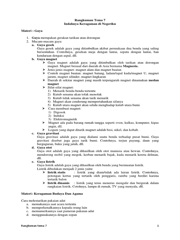 Rangkuman Tema 7 | PDF
