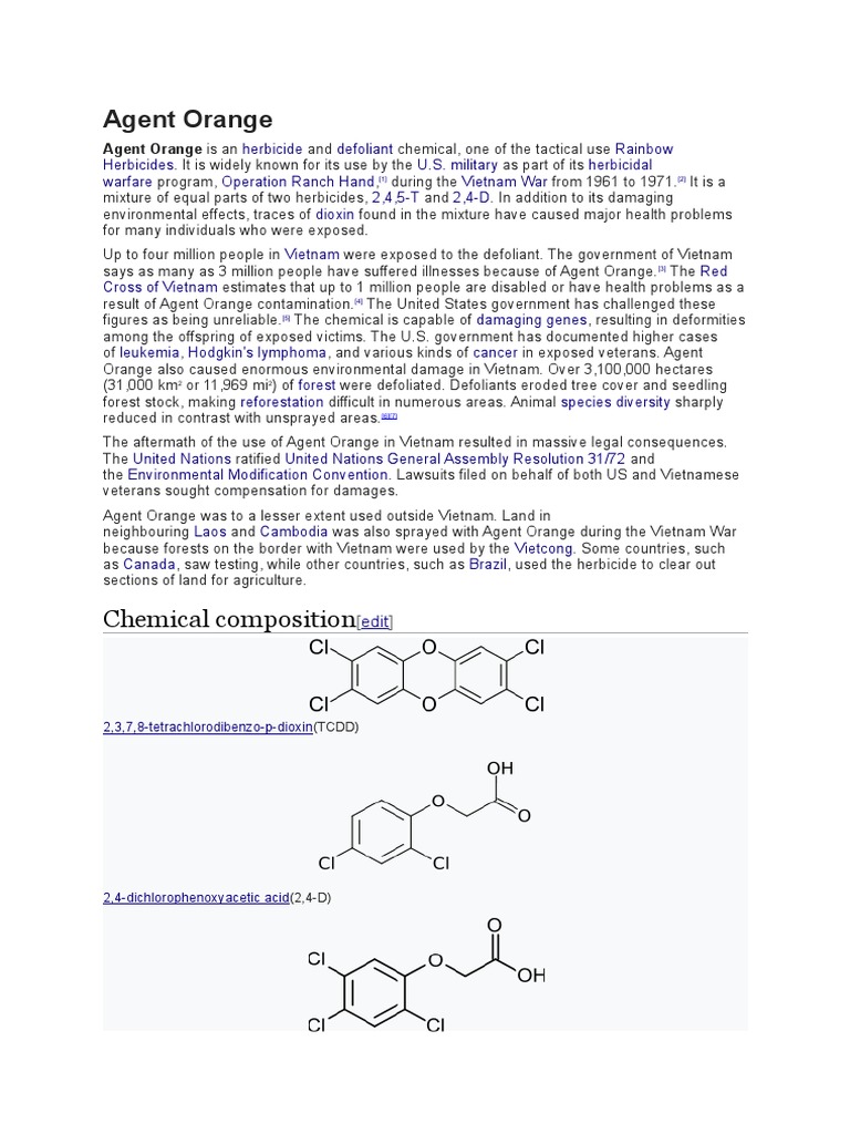 Agent Orange: Chemical Composition | Download Free PDF | Agent Orange