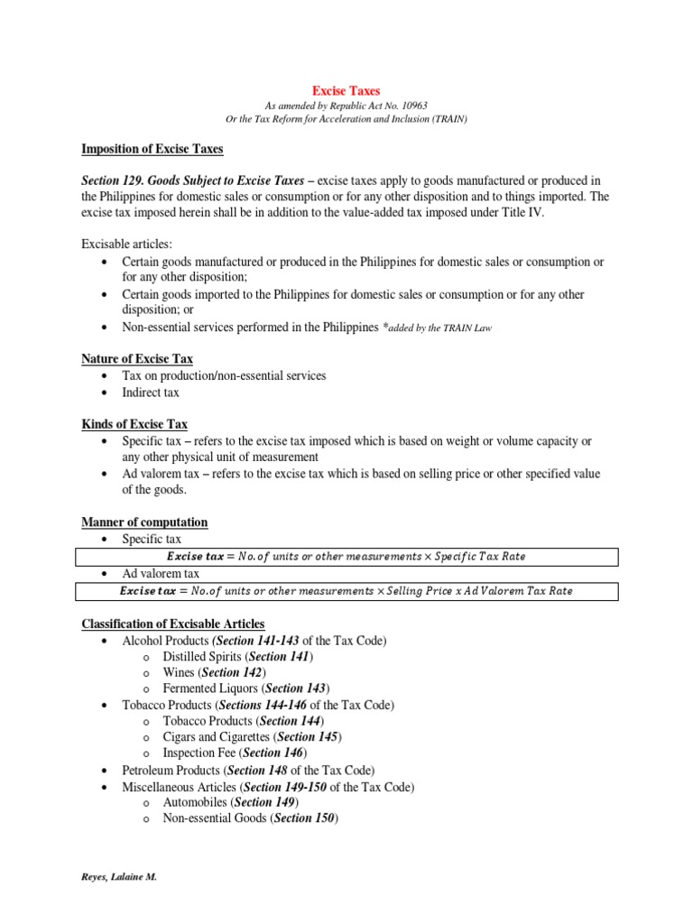 An Overview of Excise Tax Provisions in the Philippines as Amended by ...