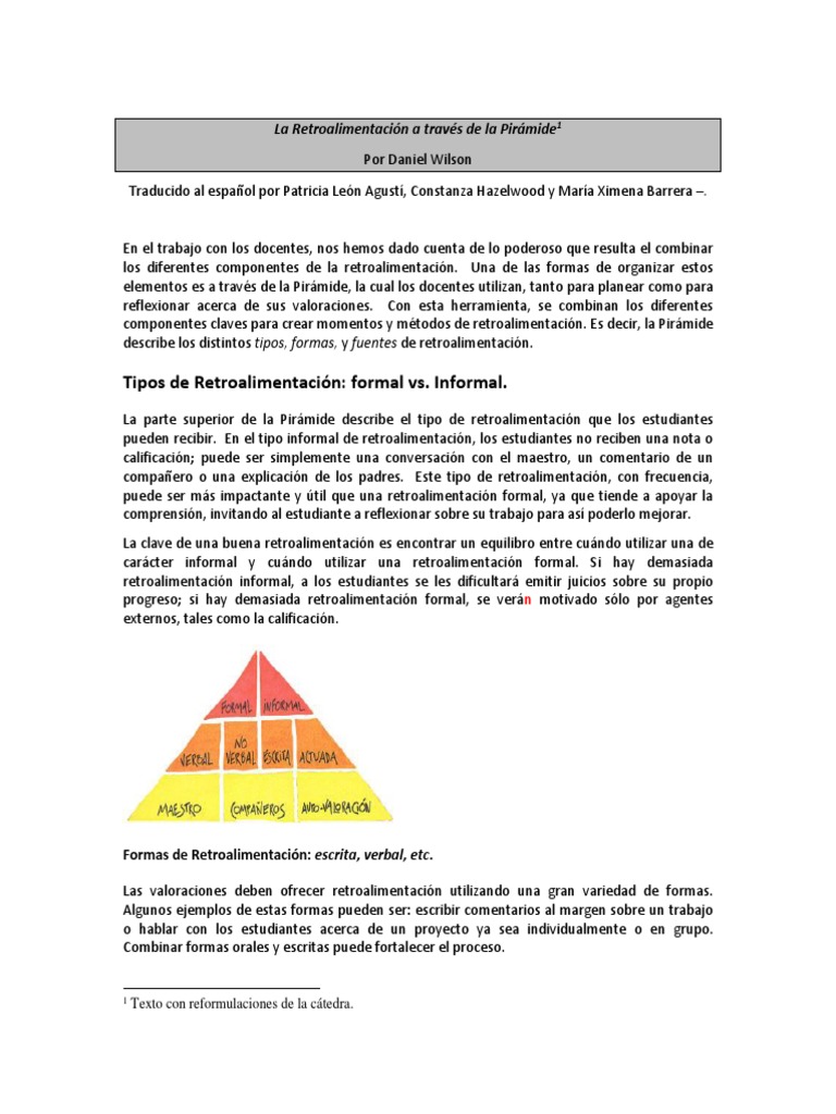 Tipos y Formas de Retroalimentación Educativa | PDF | Realimentación ...