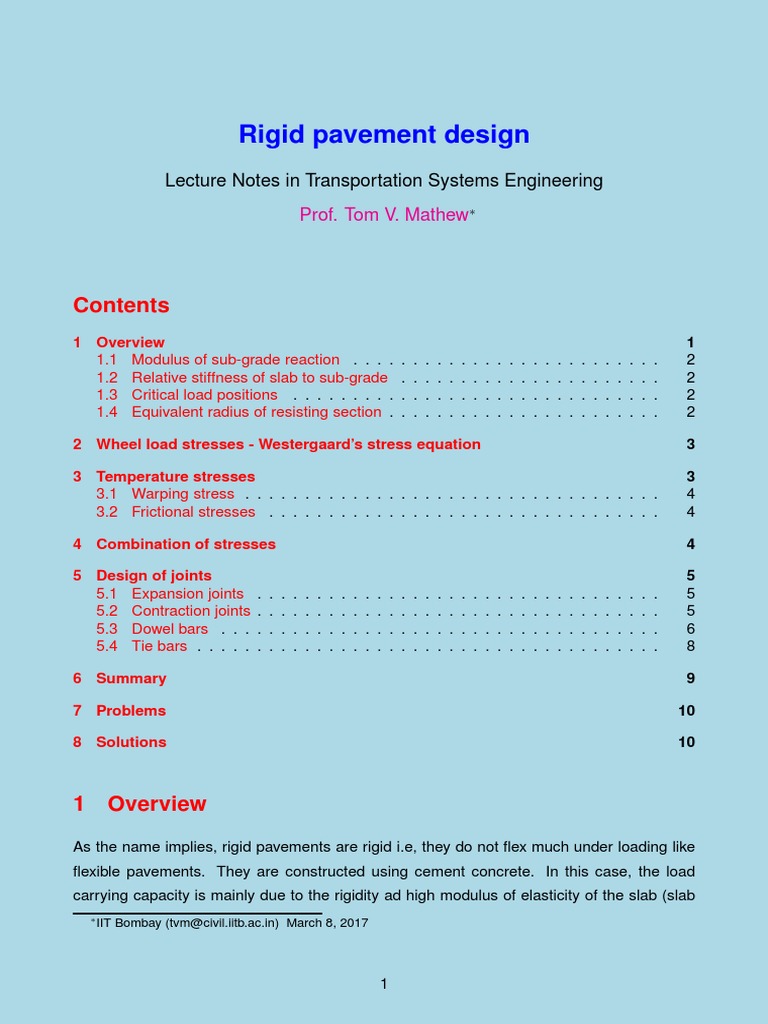 Rigid Pavement Design | PDF | Bending | Young's Modulus
