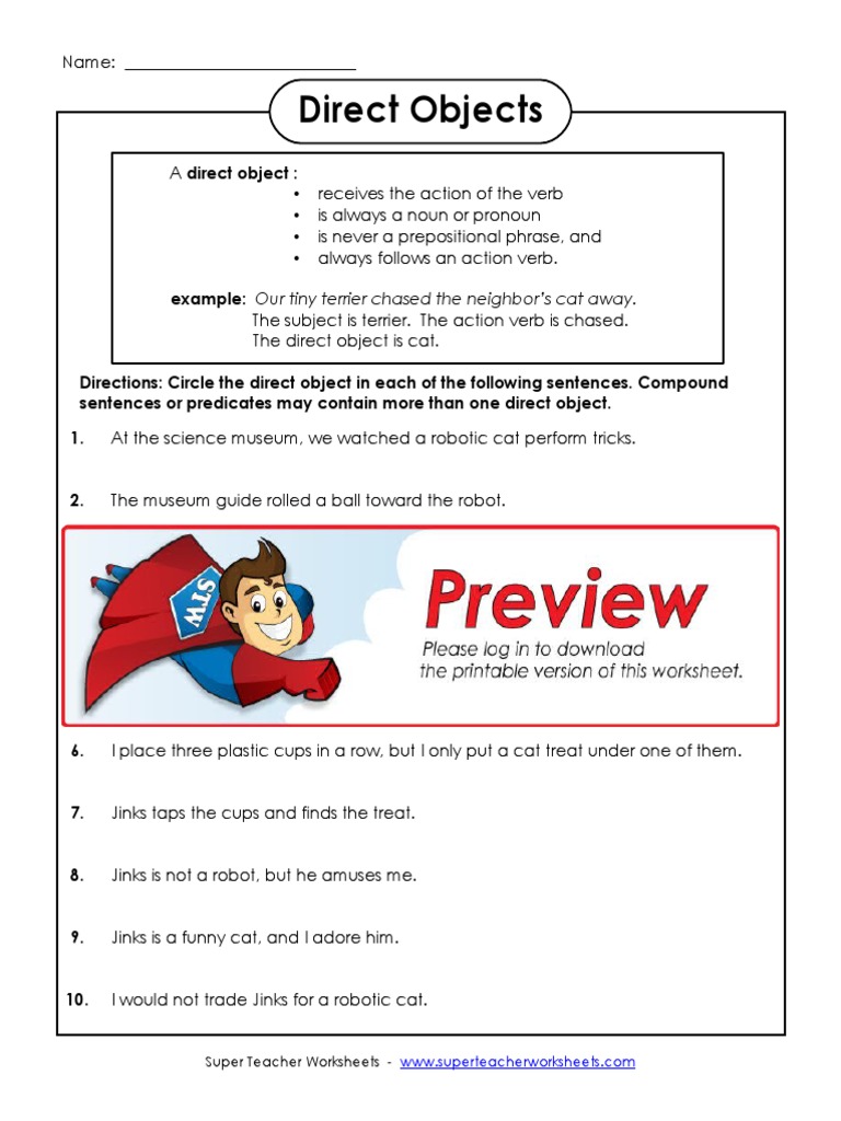 Direct Objects | PDF | Object (Grammar) | Verb