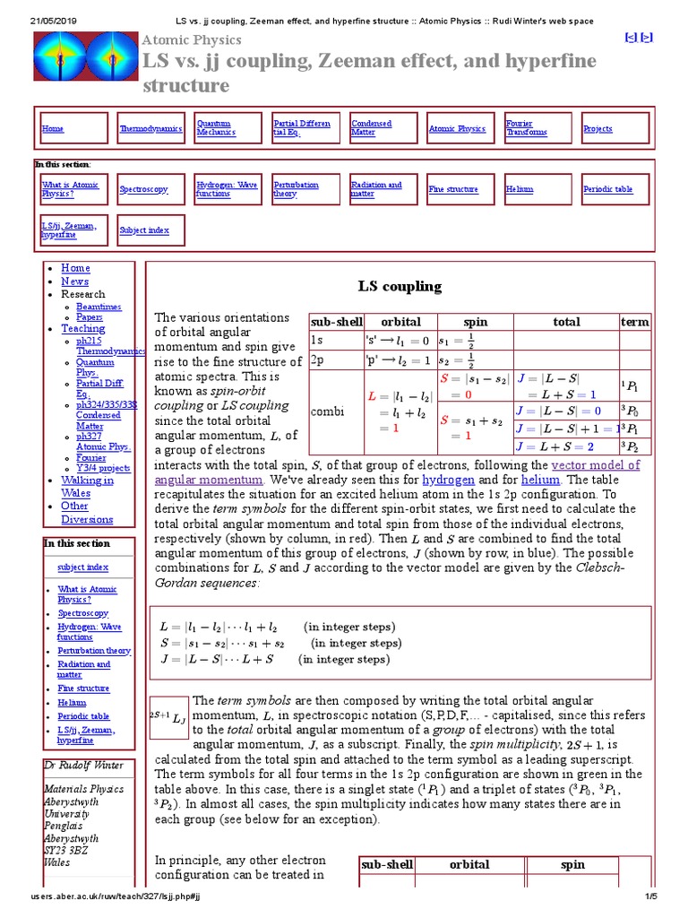 Zeeman Effect, and Hyperfine Structure | PDF | Spin (Physics ...
