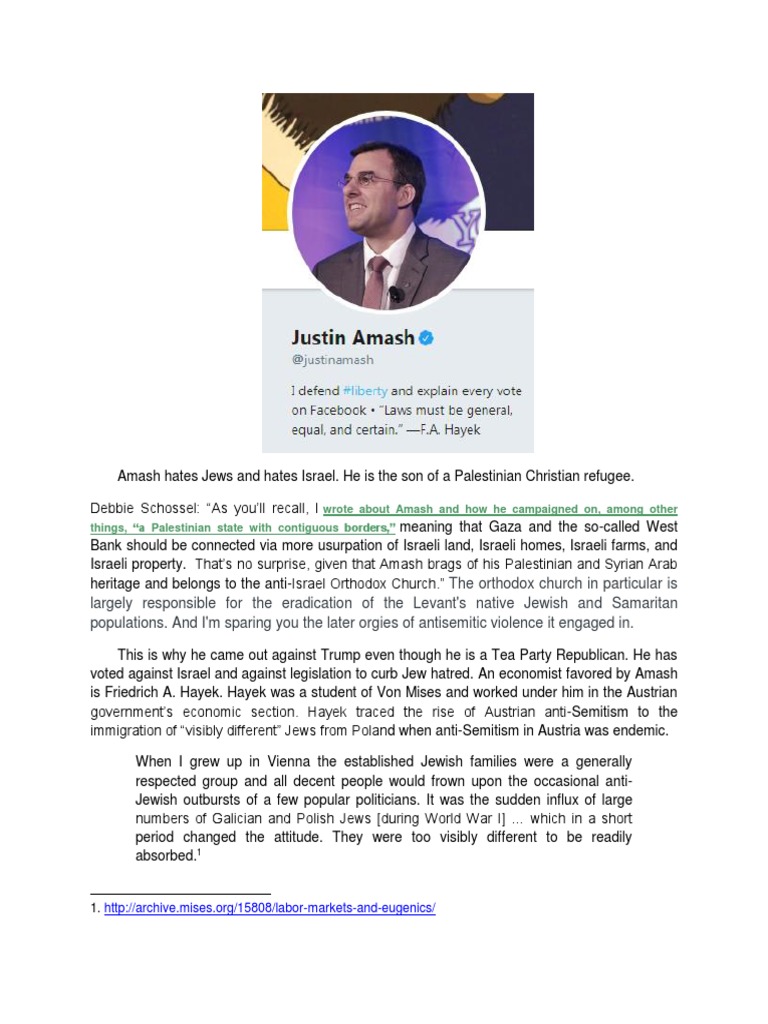 Justin Amash Israel Hating, Jew Hating Child of Palestinian Refugees ...