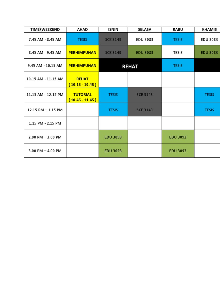 Weekend Class Schedule Overview | PDF