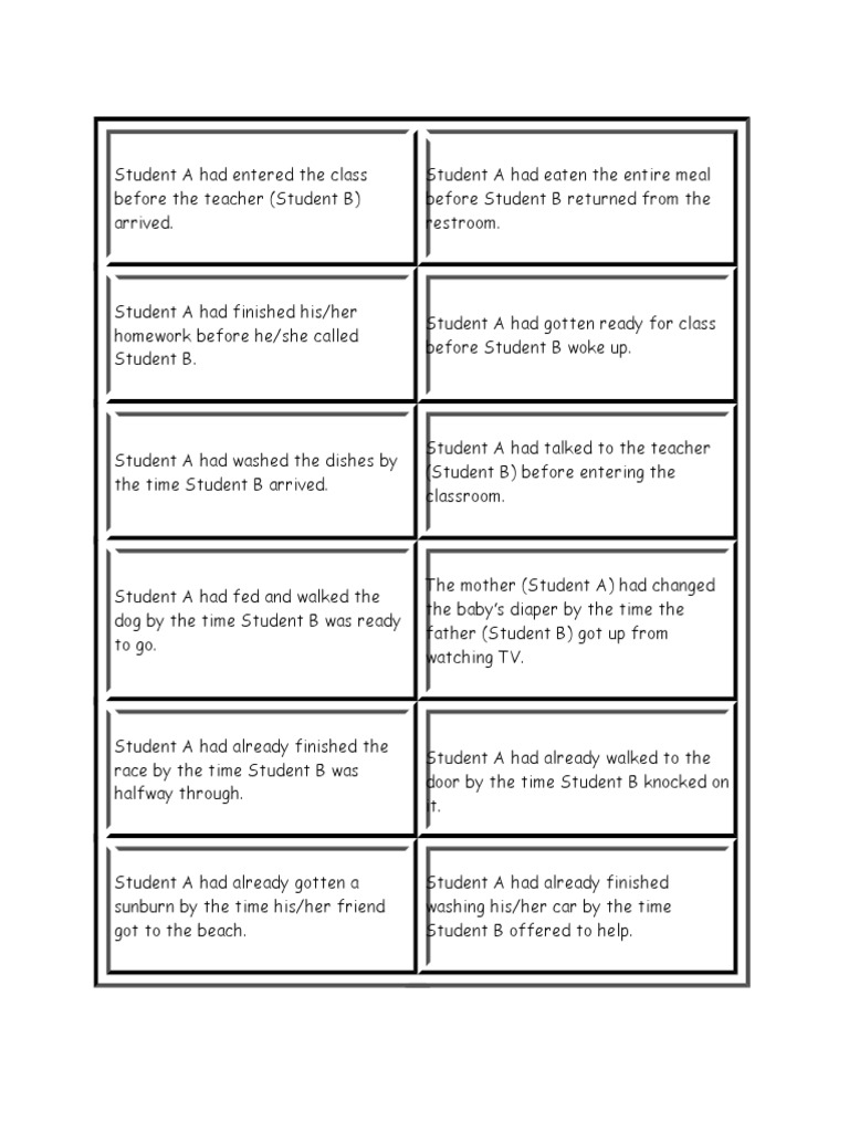 Past Perfect Simple Charades | PDF