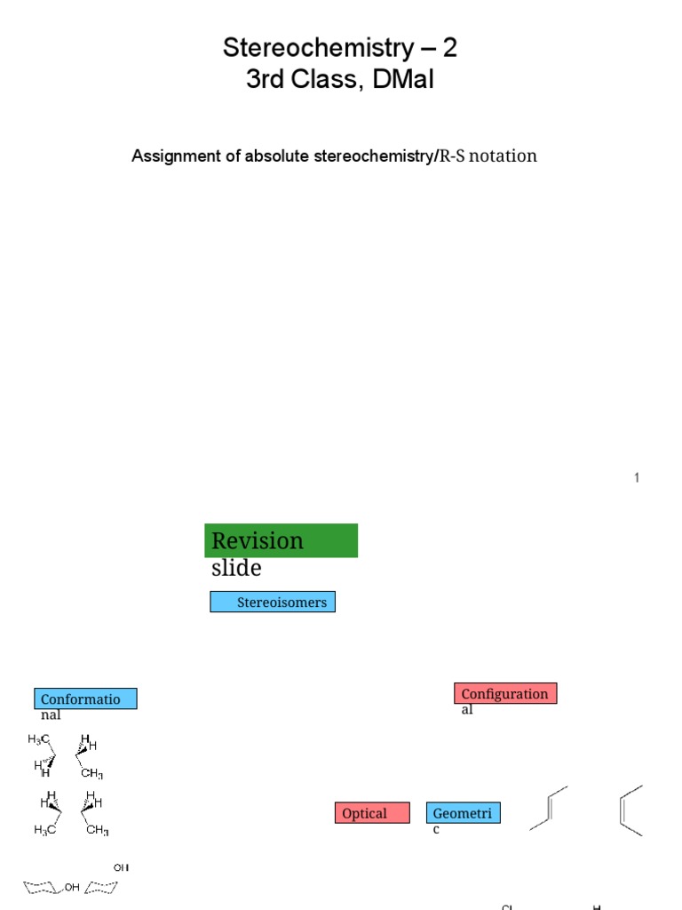 Lecture 3-4 Stereochemistry 2016 March | PDF | Chirality (Chemistry ...