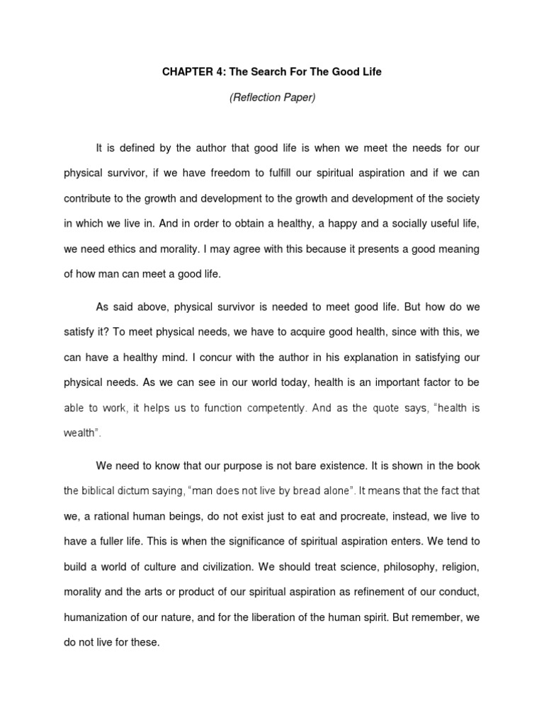 Ethics Chapter 4 - Reflection | PDF | Human | Spirituality