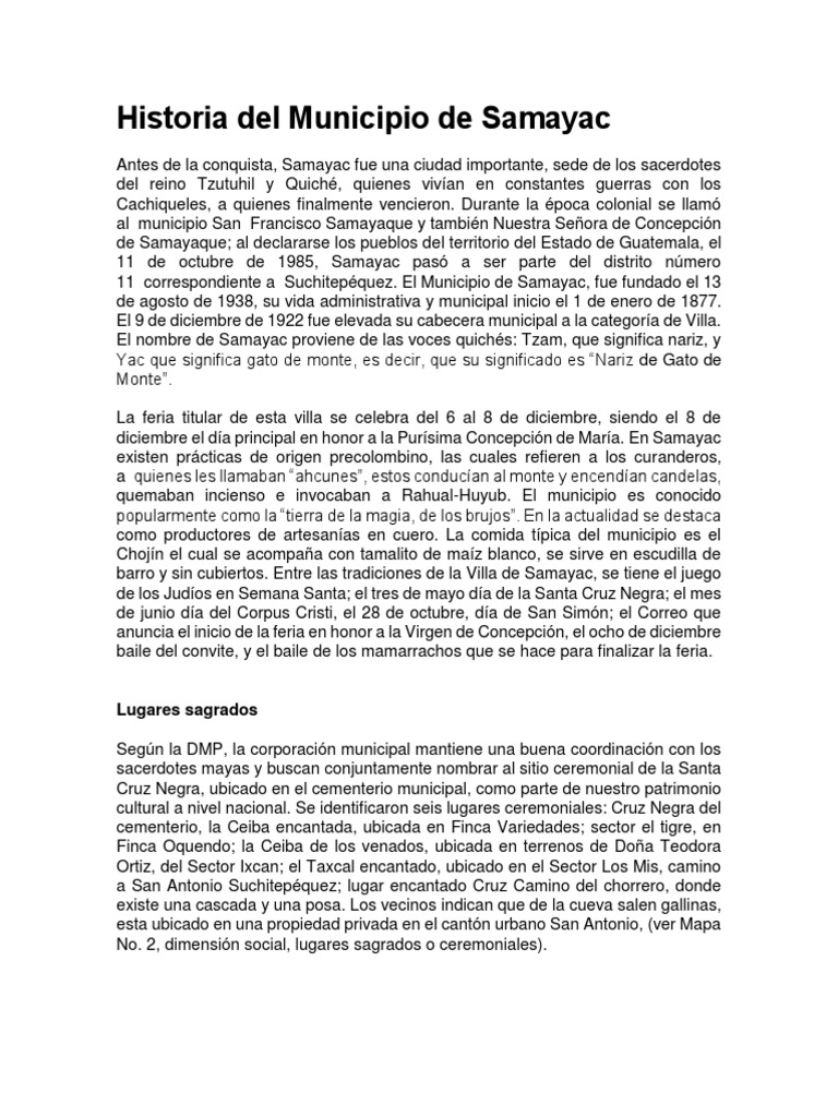 Historia y Tradiciones de Samayac | PDF | Ciencias sociales | Viajes y ...