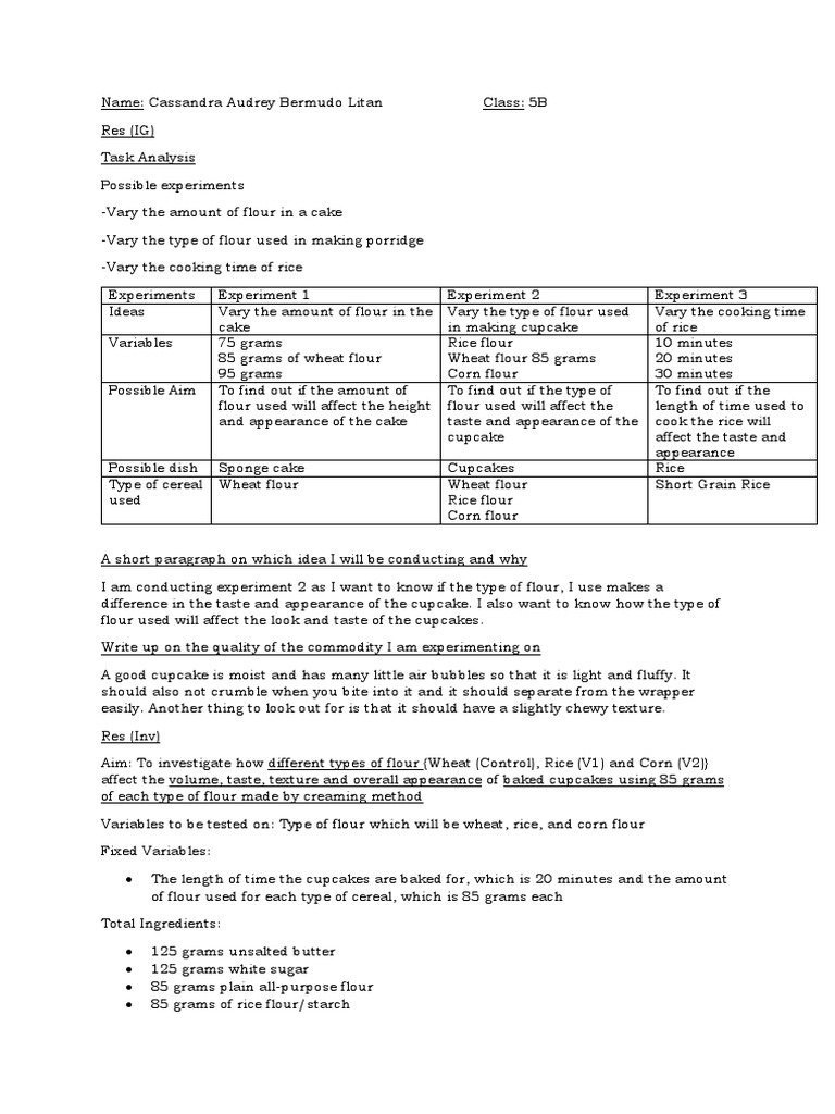 Task Analysis - Edited | PDF | Flour | Muffin