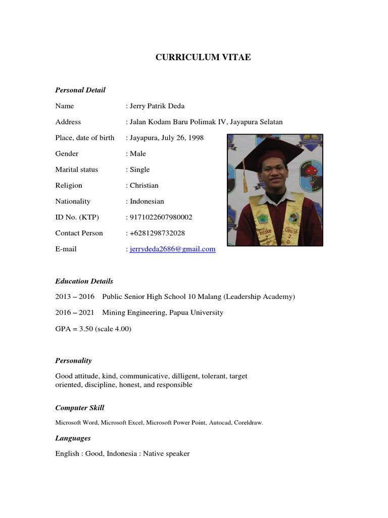Curriculum Vitae: Personal Detail | PDF