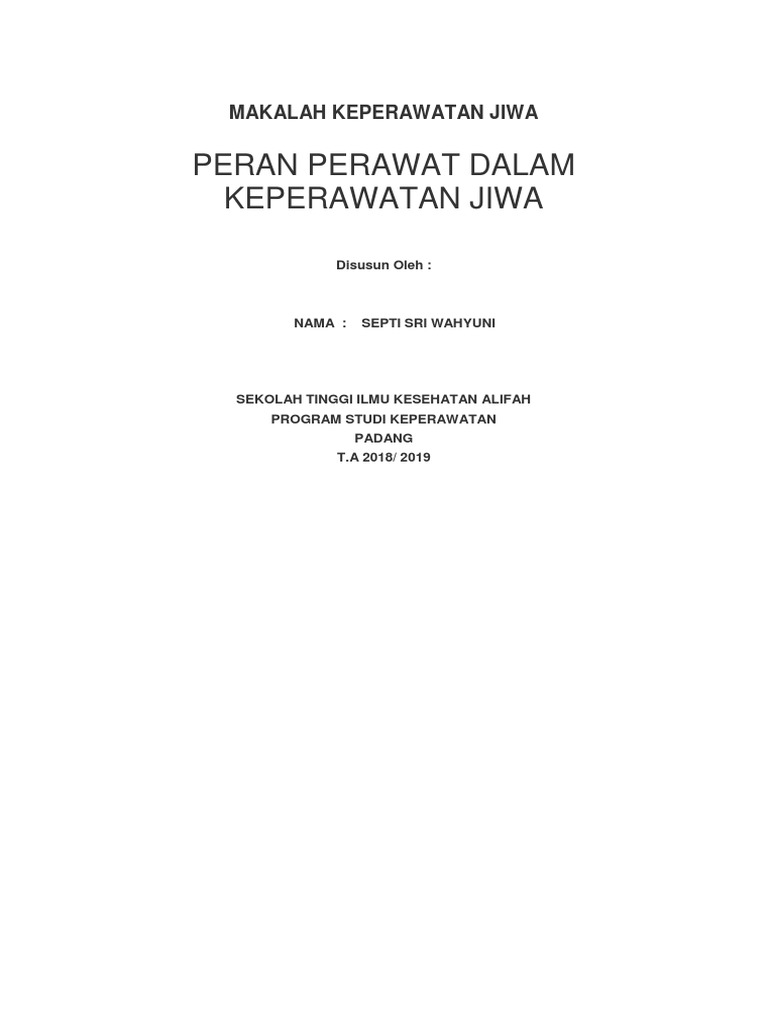 Peran Perawat Dalam Keperawatan Jiwa | PDF | Pengembangan Diri