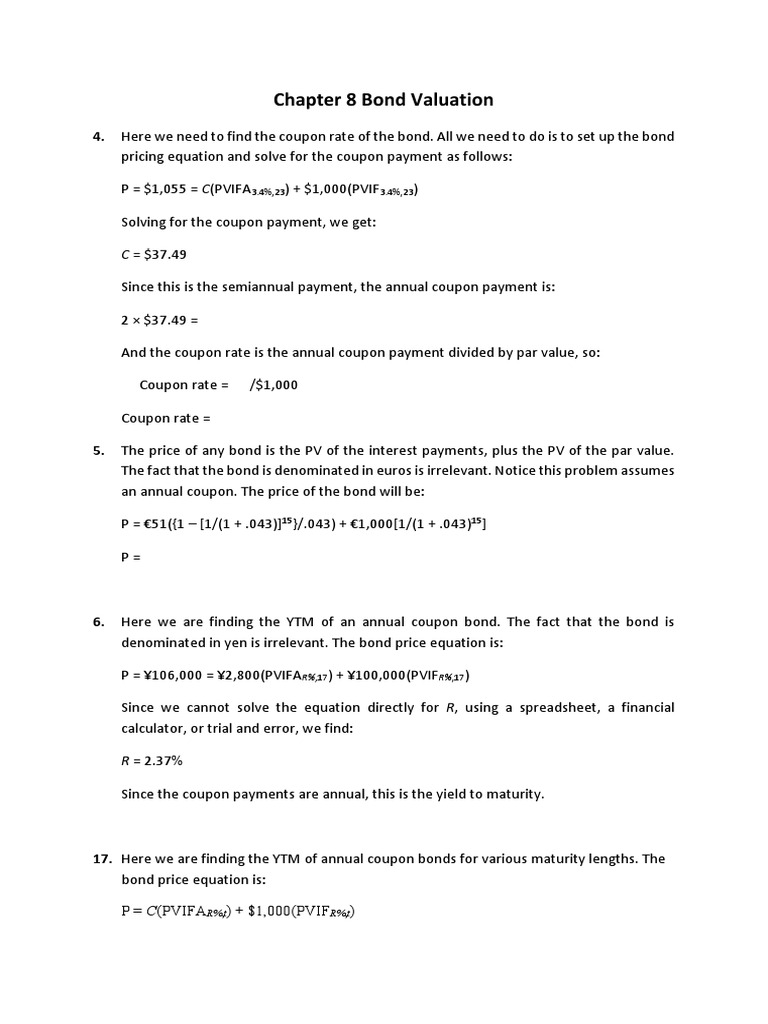 Chapter 8 Solutions | PDF | Bonds (Finance) | Bond Market