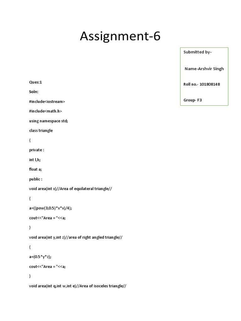 Cpp Assignment Pdf Triangle Constructor Object Oriented Programming