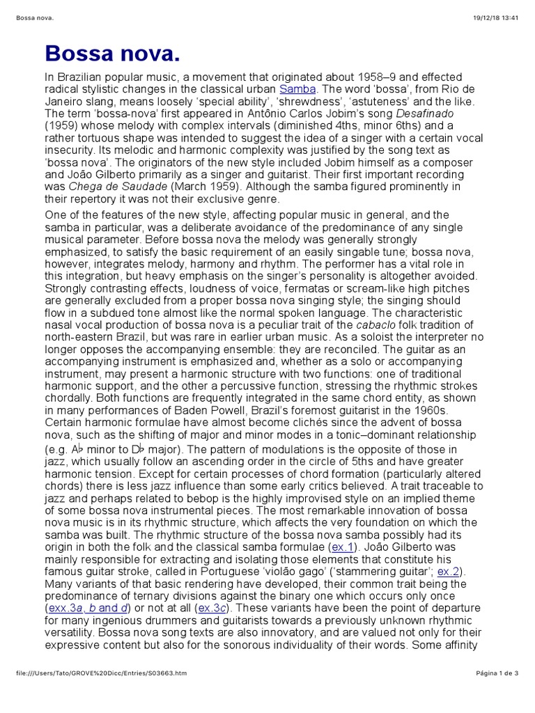 Bossa Nova. | PDF | Music Theory | Musicology