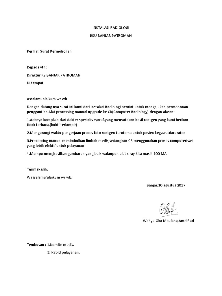 Surat Permohonan Radiologi | PDF