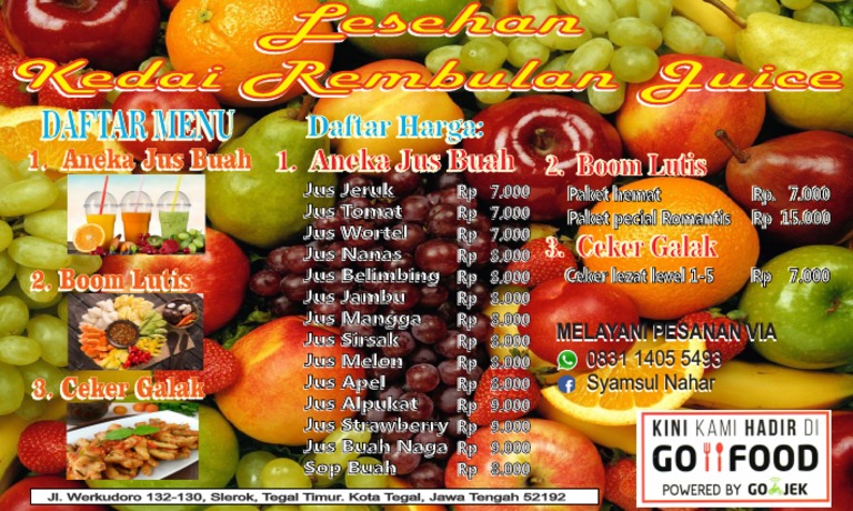 Menu Kedai Rembulan Juice | PDF