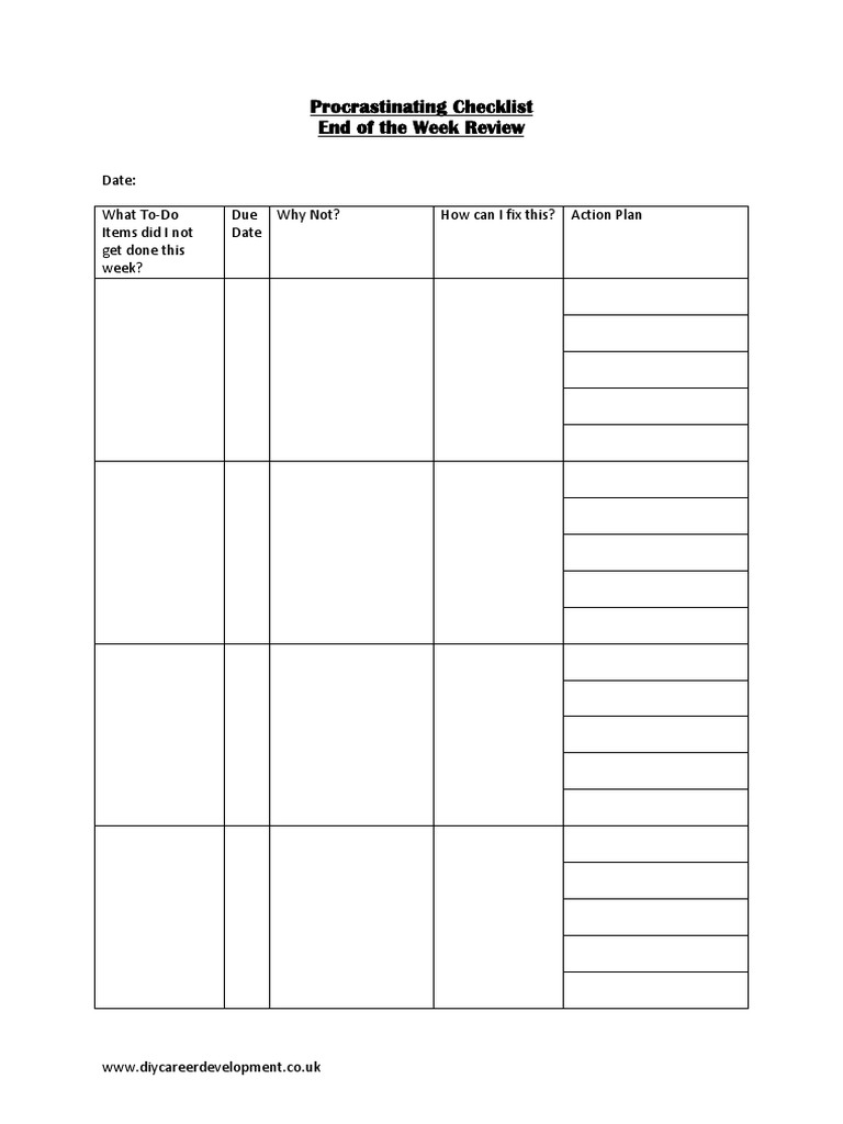Procrastinating Checklist PDF | PDF | Career & Growth