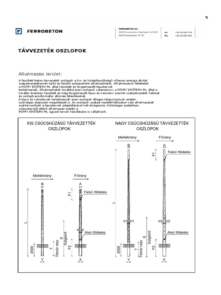 Távvezeték Oszlopok - Ferrobeton | PDF