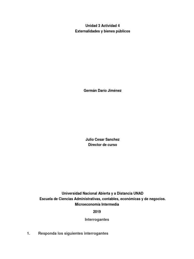Externalidades GDJJ | PDF | Exterioridad | Bien público