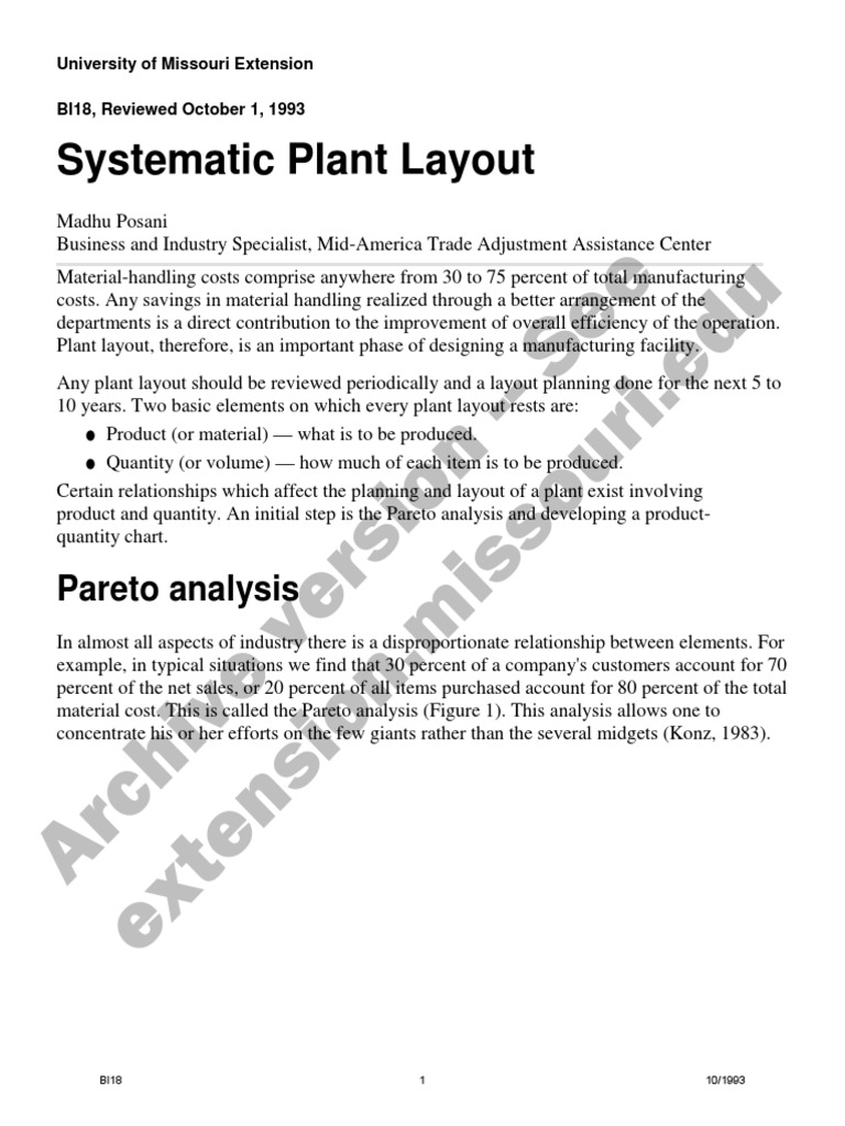 Systematic Plant Layout: Pareto Analysis | PDF | Mass Production | Quantity