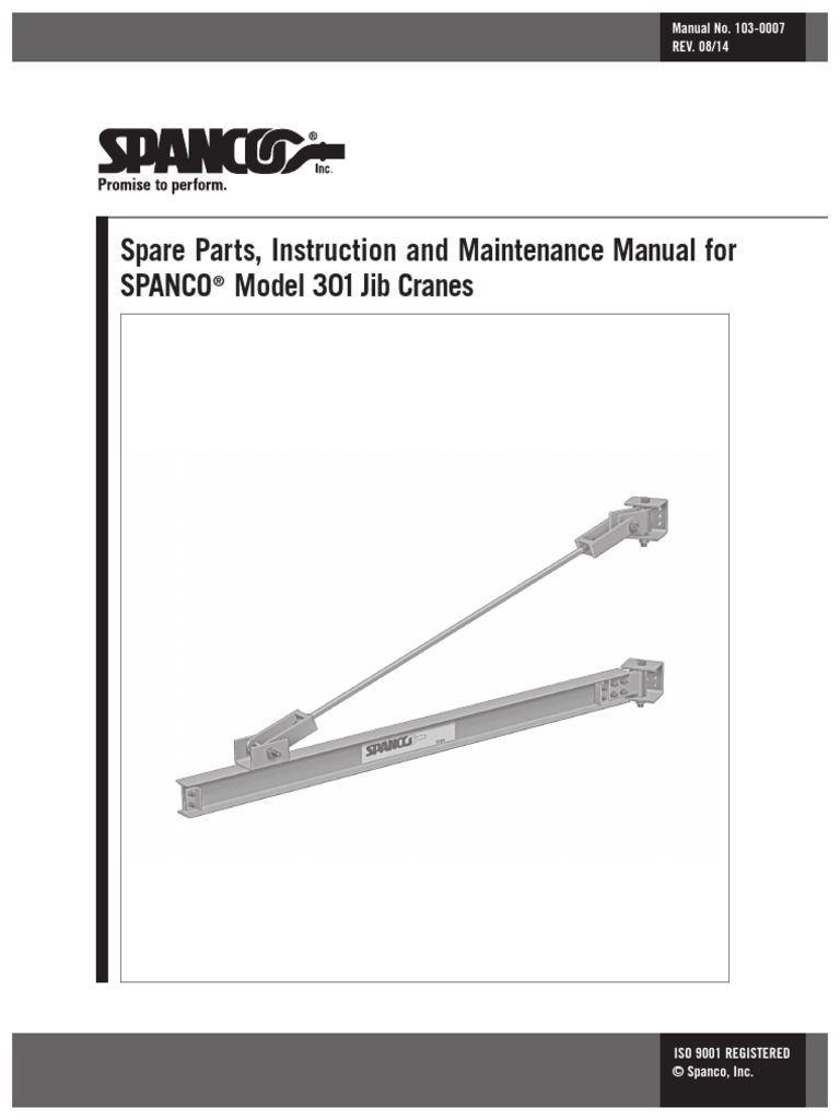 Spare Parts, Instruction and Maintenance Manual For Spanco Model 301 ...