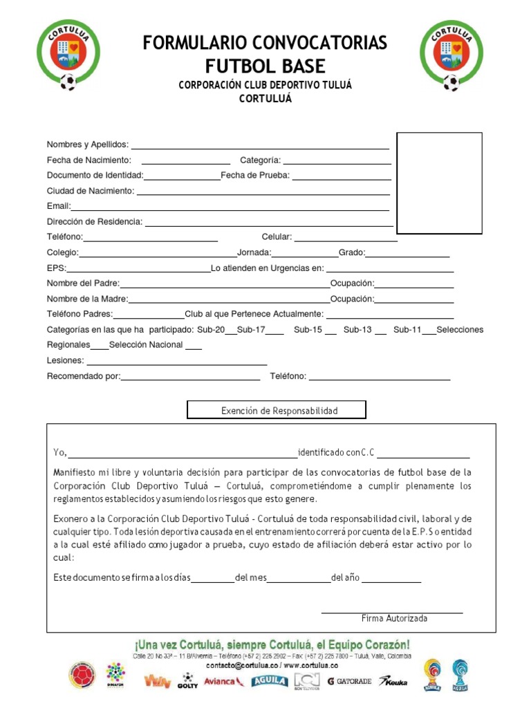 Formulario Convocatorias Femeninas | PDF | Asociación de Futbol | Deportes