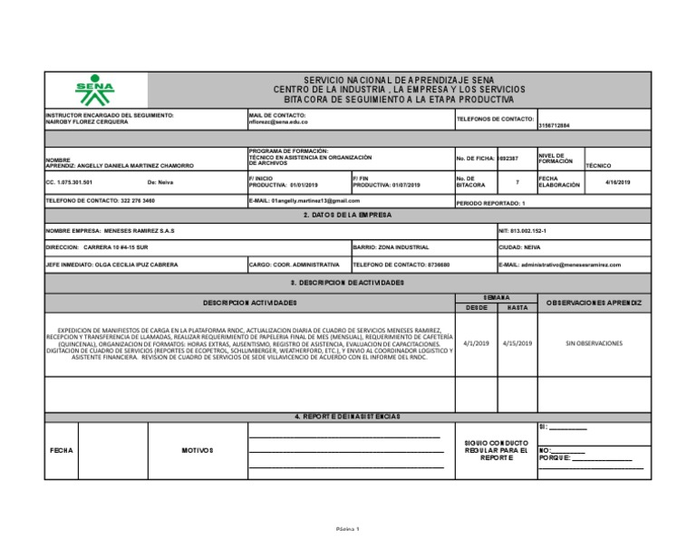 Formato de Bitácora SENA | PDF