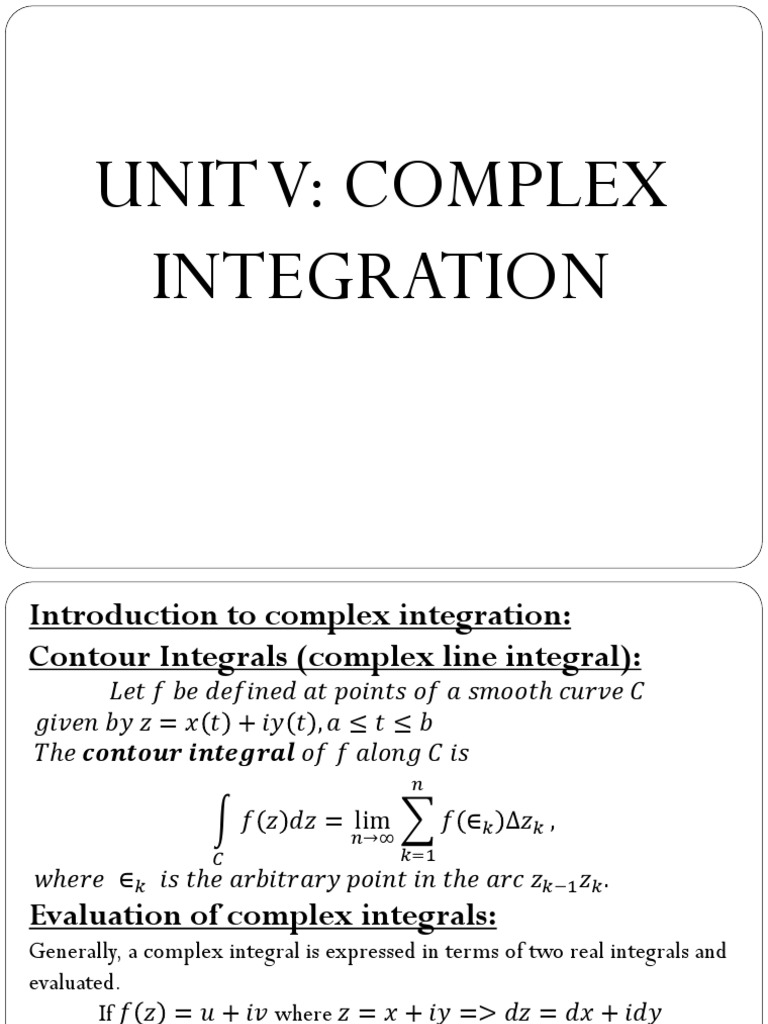 Complex Integration | PDF | Integral | Mathematical Relations