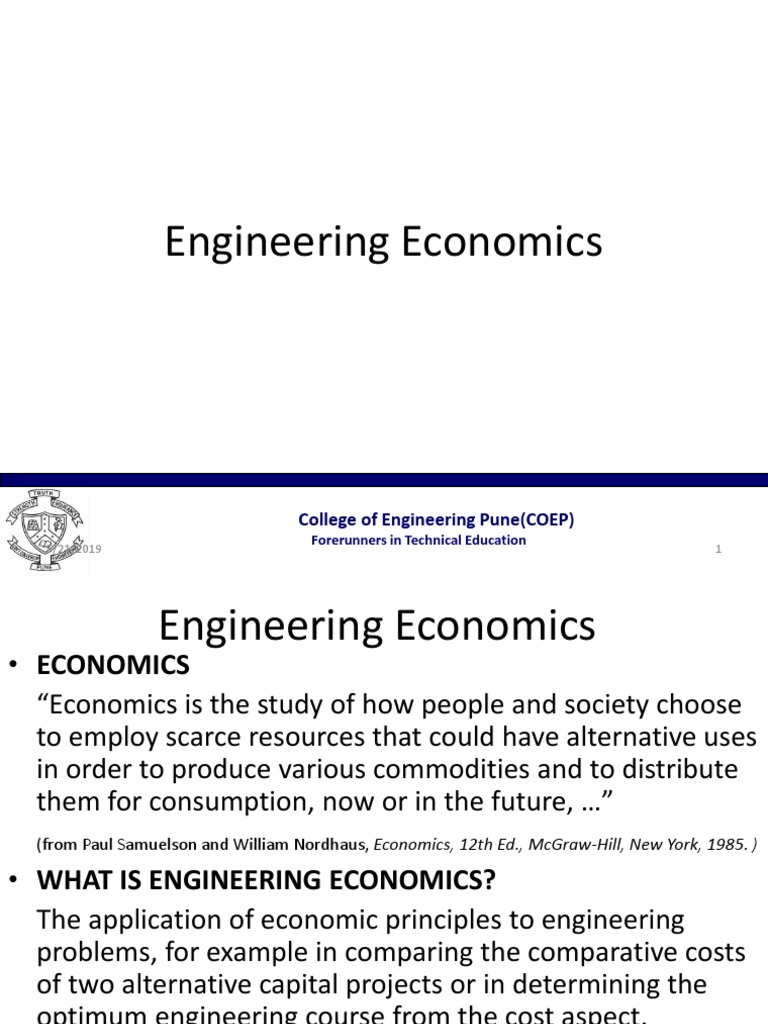 Engineering Economics: College of Engineering Pune (COEP) | PDF ...