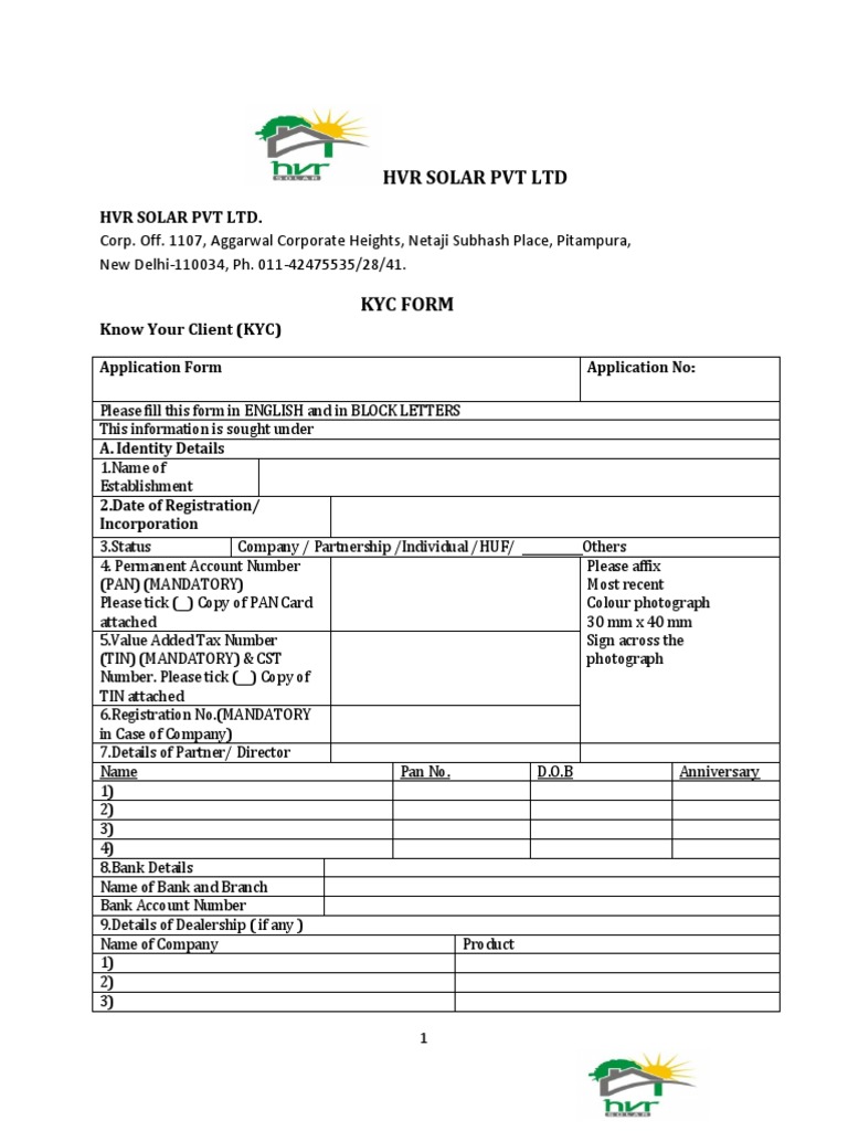 KYC Form | PDF | Applications Of Cryptography | Identity Document