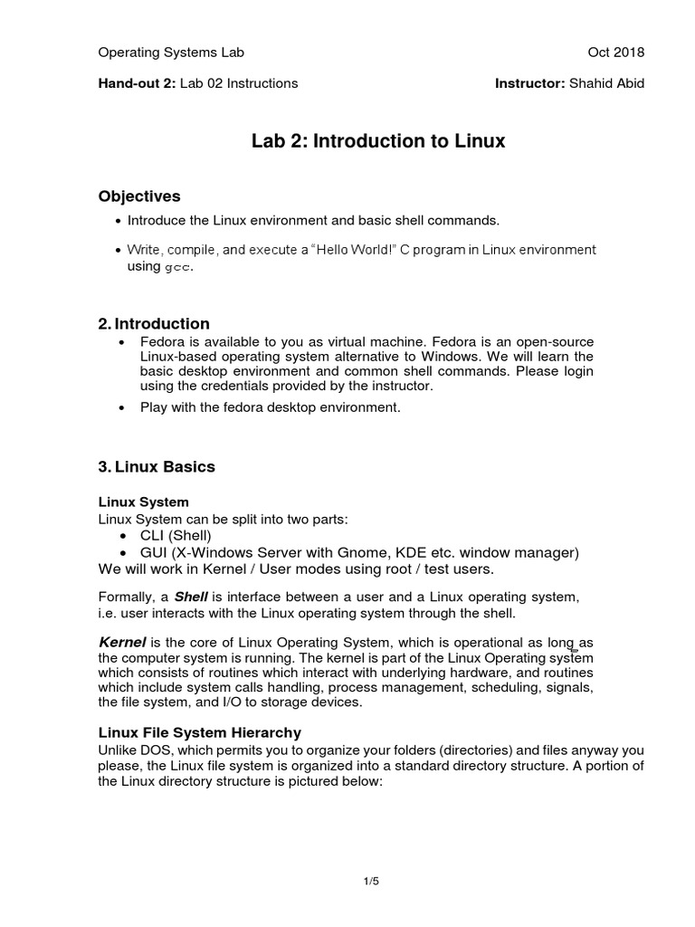 OS - Lab#2 - Linux | PDF | Operating System | Shell (Computing)