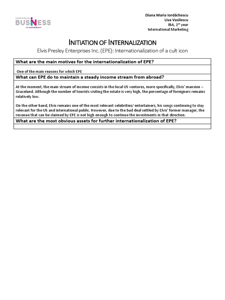 Internalization. EPE Case Study | PDF