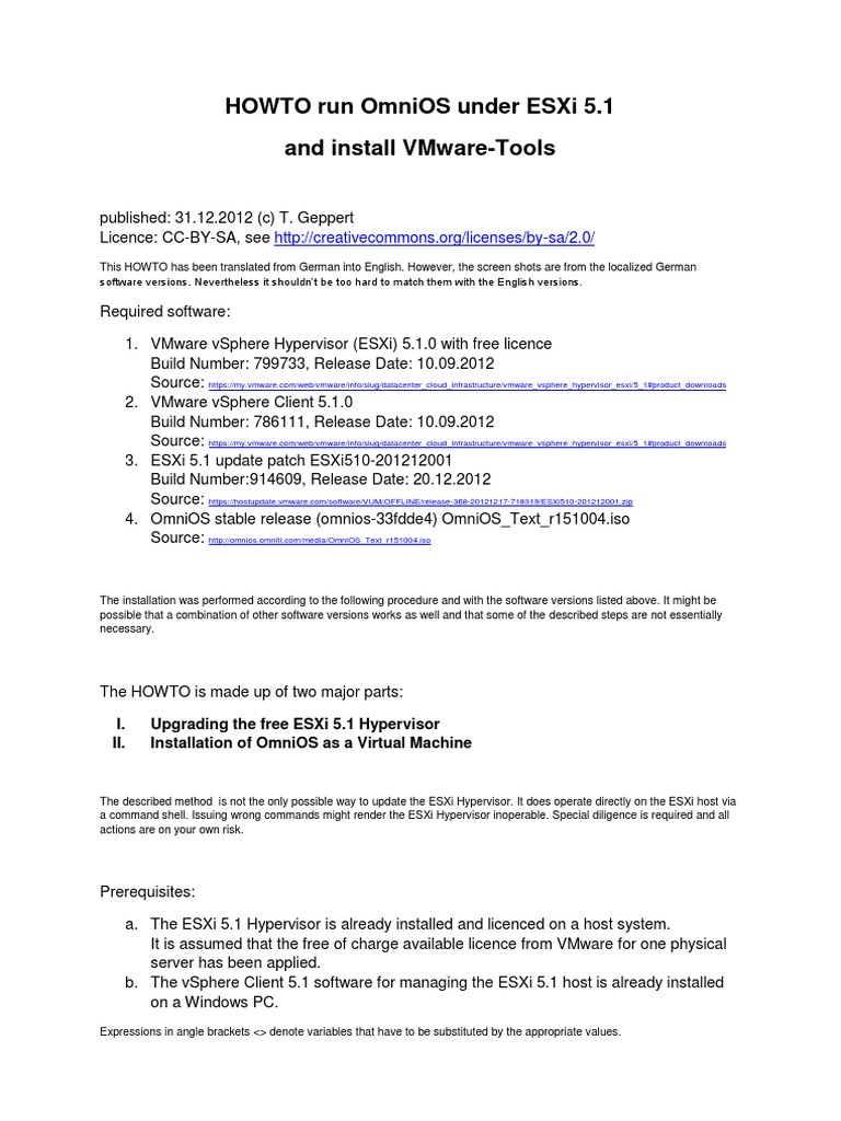 Install OmniOS on ESXi 5.1 Guide | PDF | Virtual Machine | V Mware