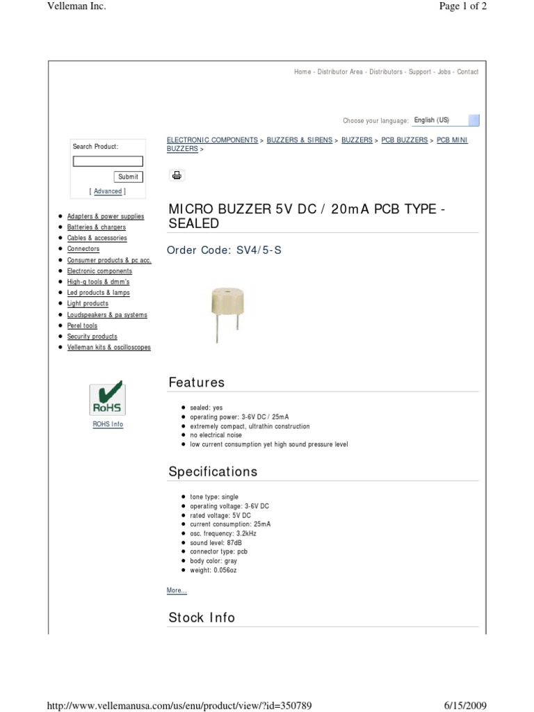 Buzzer | PDF | Printed Circuit Board | Electrical Connector