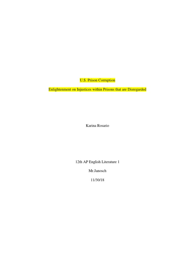 U.S. Prison Corruption Enlightenment On Injustices Within Prisons That ...