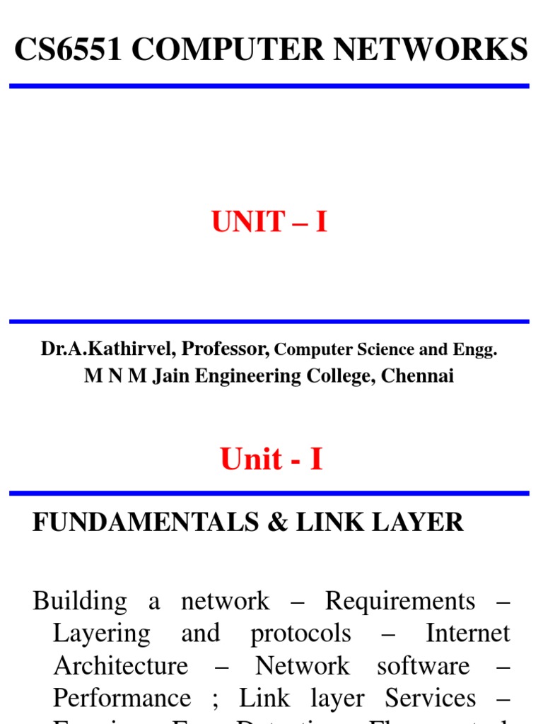 Cs6551 Computer Networks: Unit - I | PDF | Network Socket | Transmission Control Protocol