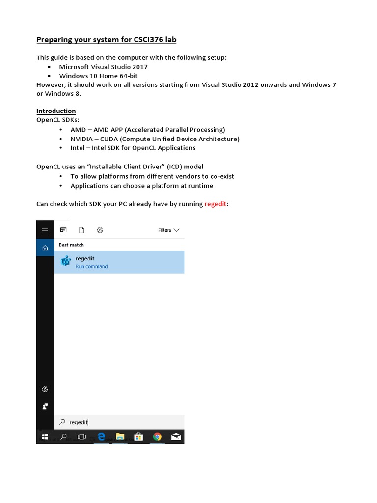 Preparing Your System For CSCI376 Lab | PDF | Software Development Kit | Microsoft Visual Studio