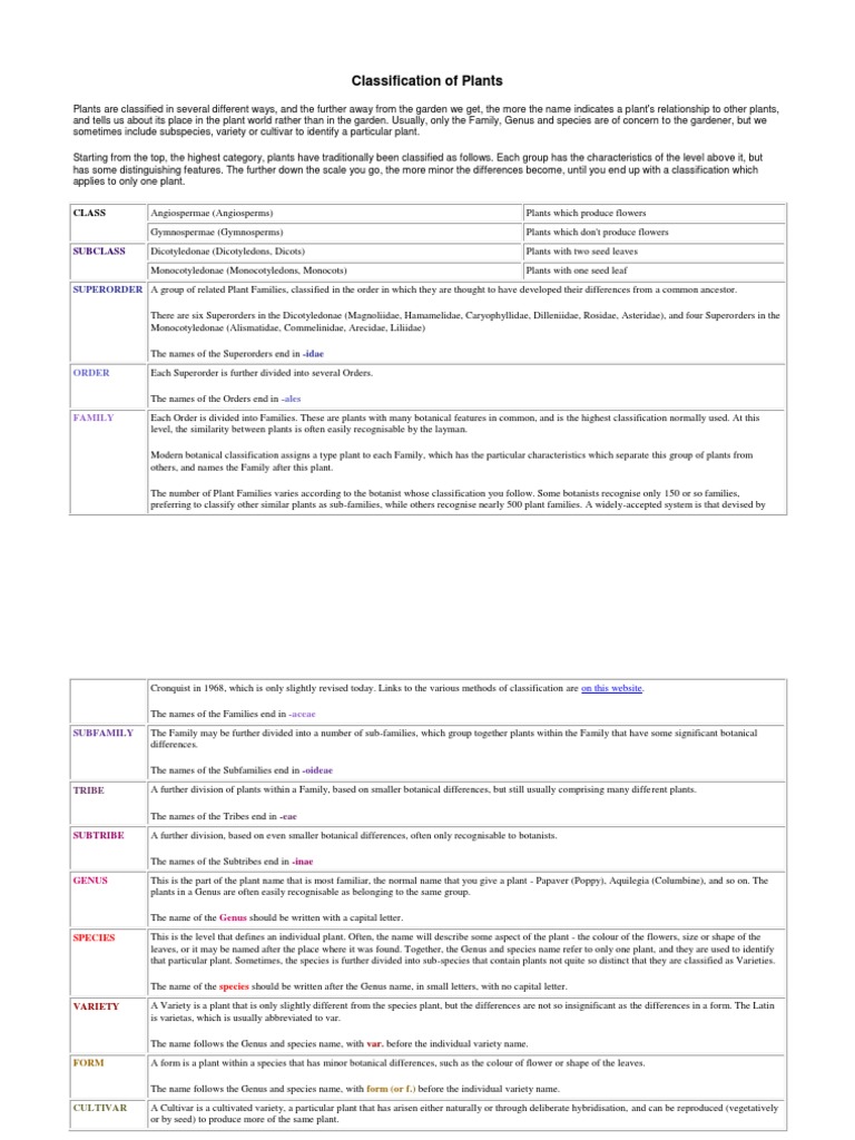 Plant Classification for Gardeners | PDF | Scientific Classification ...