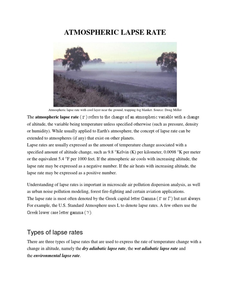 Atmospheric Lapse Rate | PDF | Troposphere | Altitude