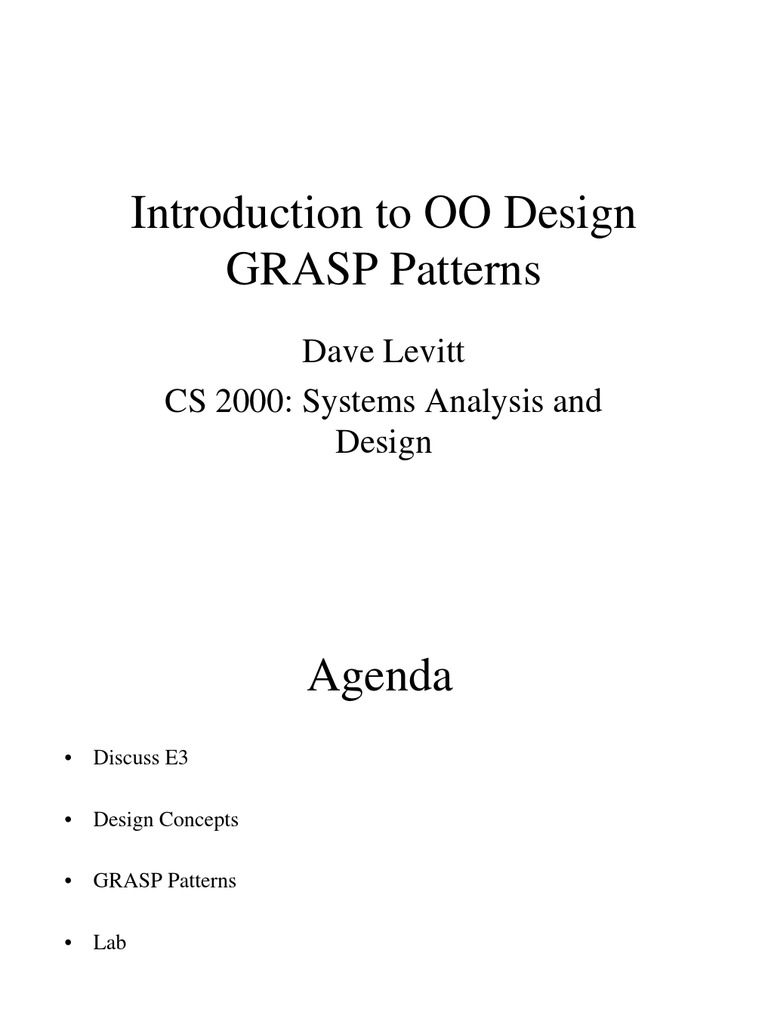 An Introduction to Object-Oriented Design Patterns: Exploring the GRASP Patterns | PDF ...