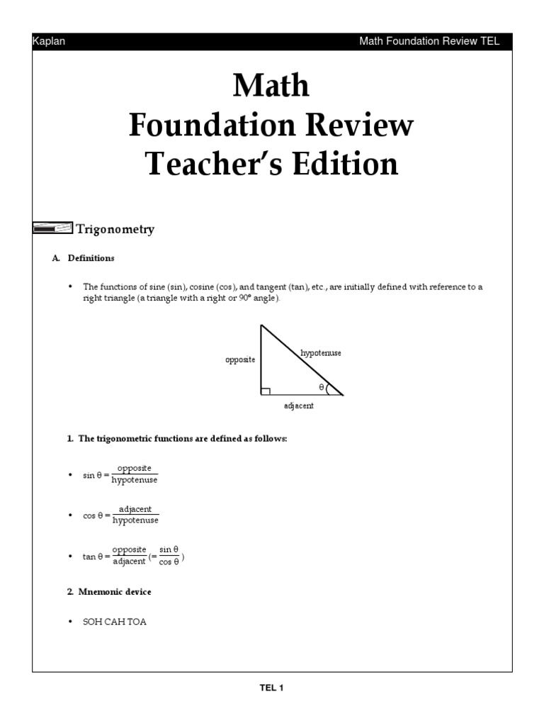 Foundation Review - Math | PDF | Trigonometric Functions | Sine