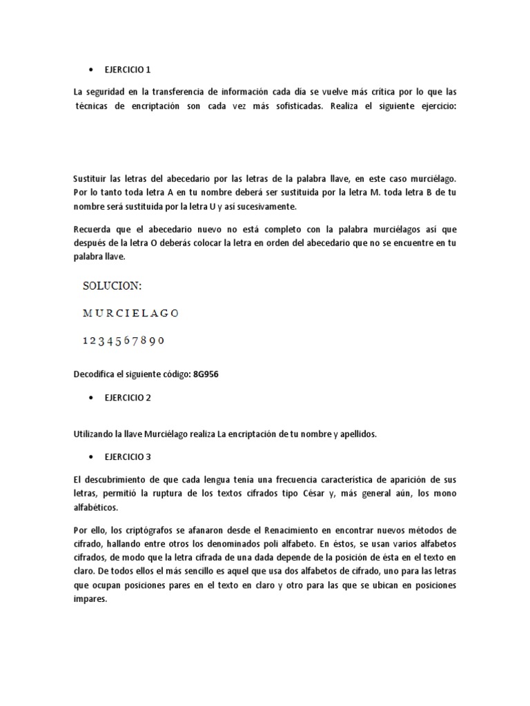 Criptografía: Ejercicios Prácticos | PDF