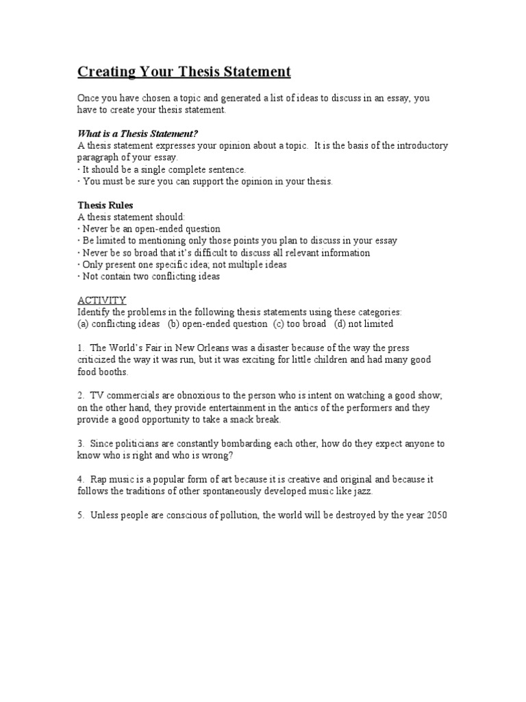 Crafting an Effective Thesis Statement | PDF | Thesis | Evidence