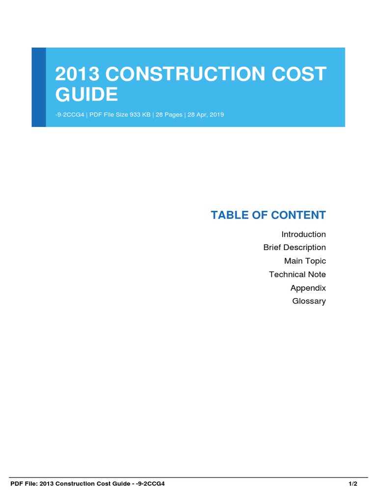 2013 Construction Cost Guide PDF | PDF | Textbook | E Books