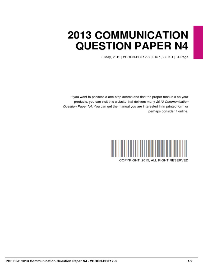 ID1e3eca04d-2013 Communication Question Paper n4 | PDF | Intellectual ...