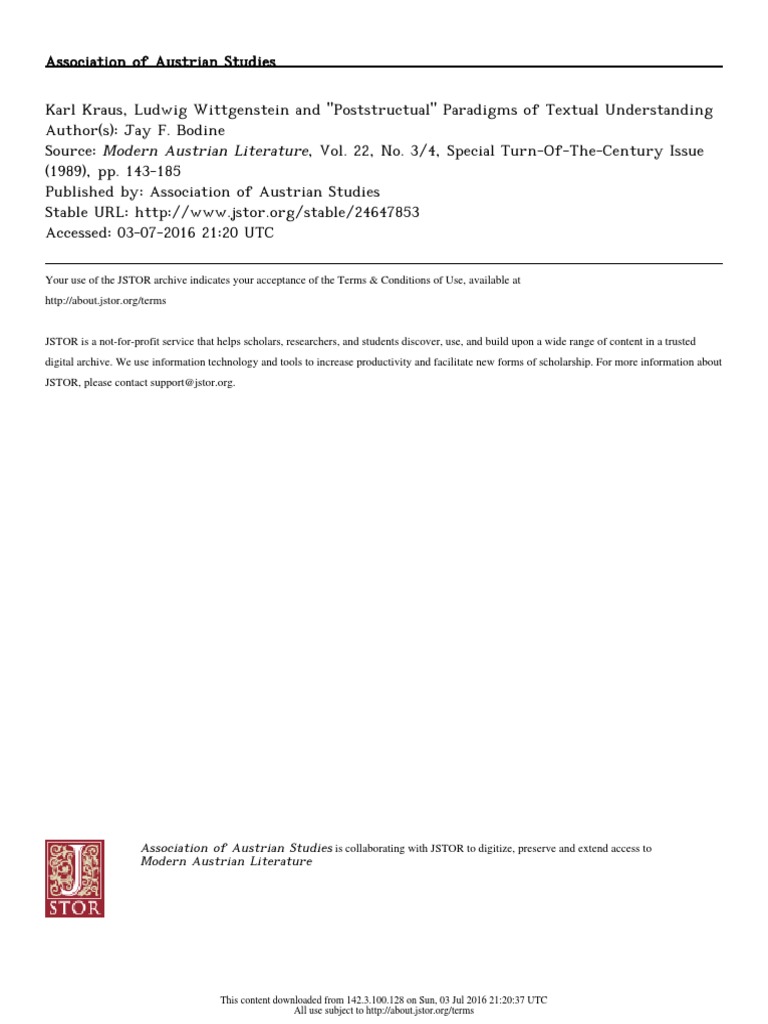 Association of Austrian Studies Modern Austrian Literature | PDF ...