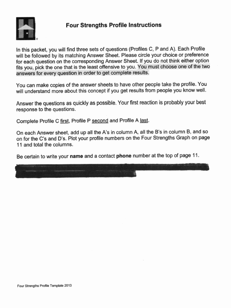 Four Strength Profile-Template | PDF
